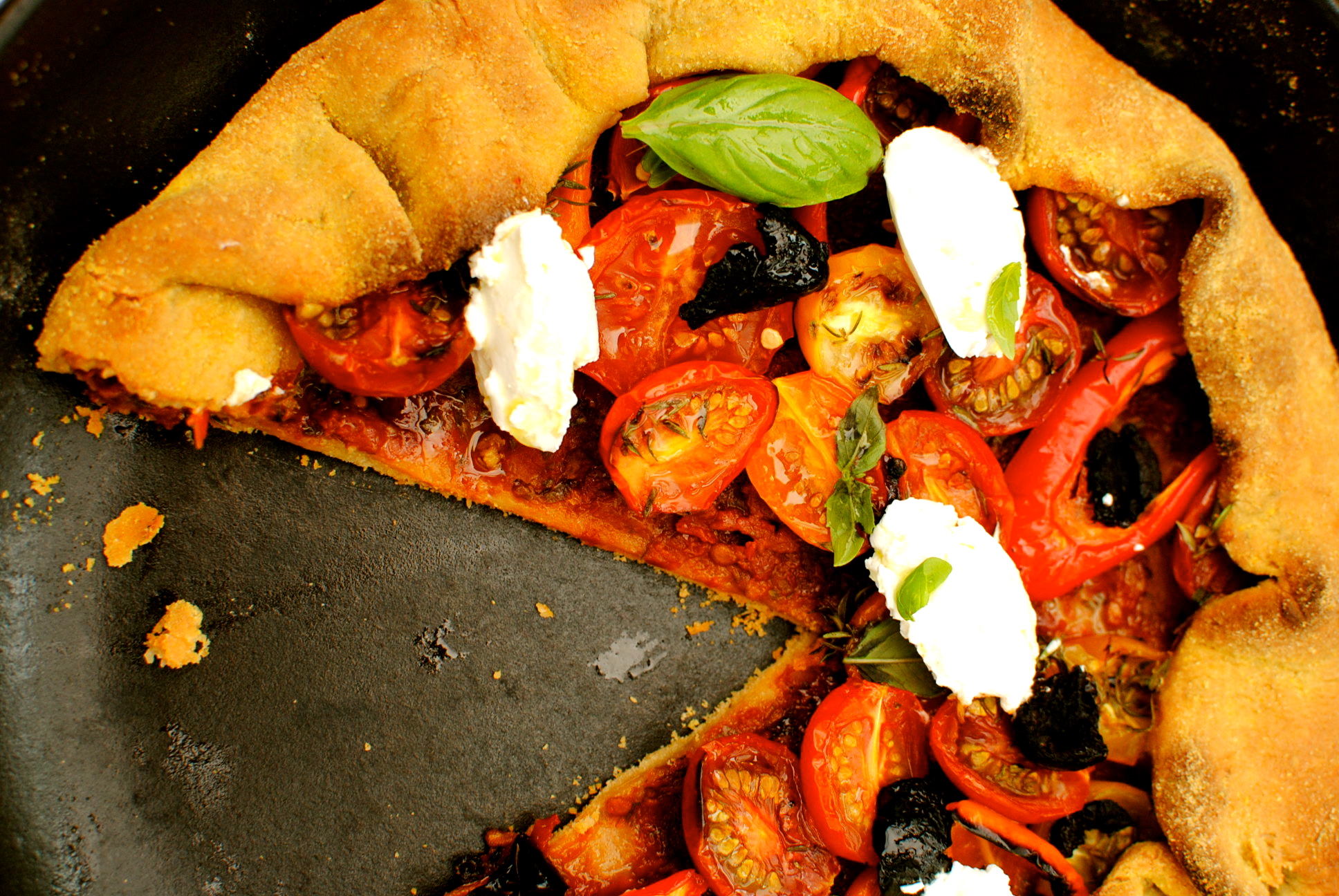 Summer's All Wrapped Up - Goats' Cheese Crust Tomato Tart - food to glow